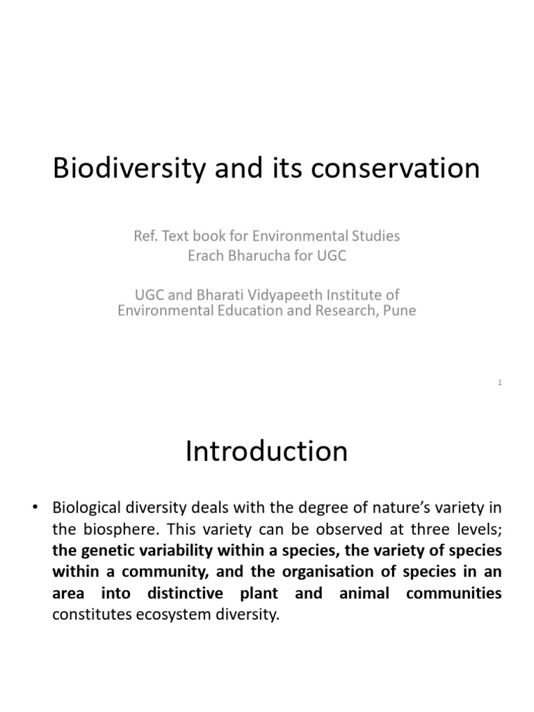 Evs Biodiversity And Its Conservation Unit Ppt Slides Pdf