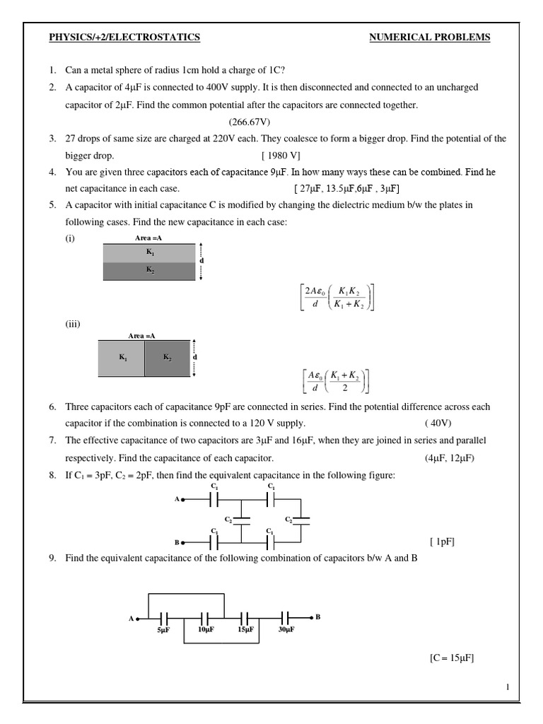 Assignment Capacitance | PDF | Capacitance | Capacitor