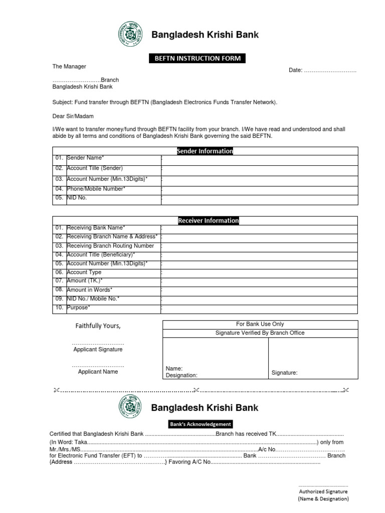 EFTN Application Form | PDF