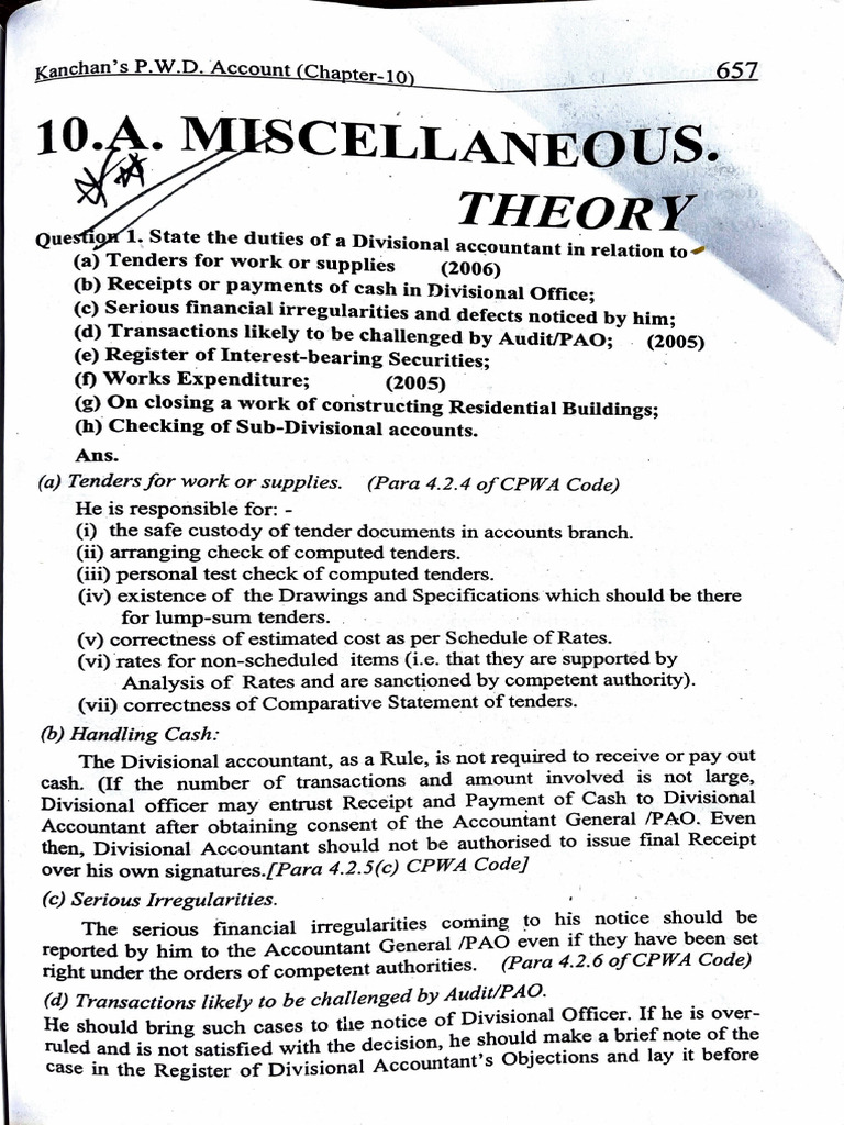PWD Accounts Miscellaneous Theory | PDF