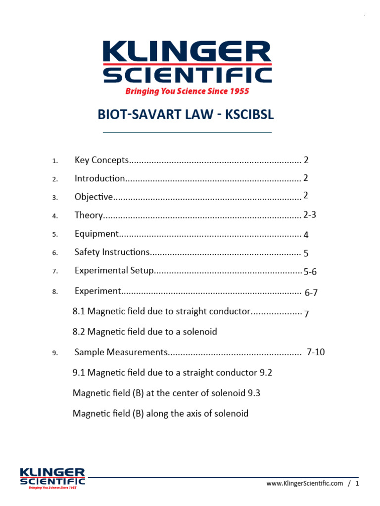 Biot-Savart S-Law Experiment KSCIBSL | PDF | Magnetic Field ...