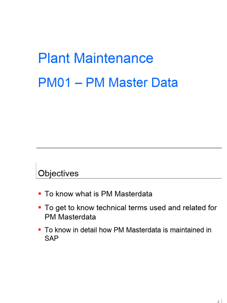 SAP PM Master Data Overview | PDF | Pump | Mechanical Engineering