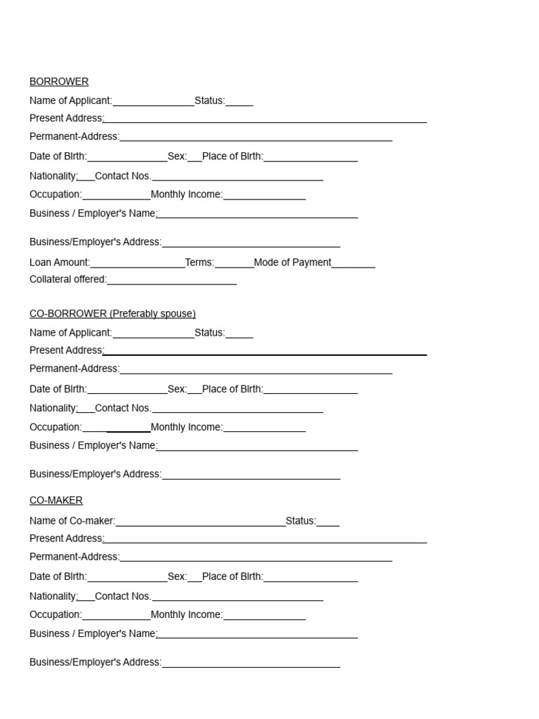 1st Page - LOAN Application | PDF | Finance & Money Management