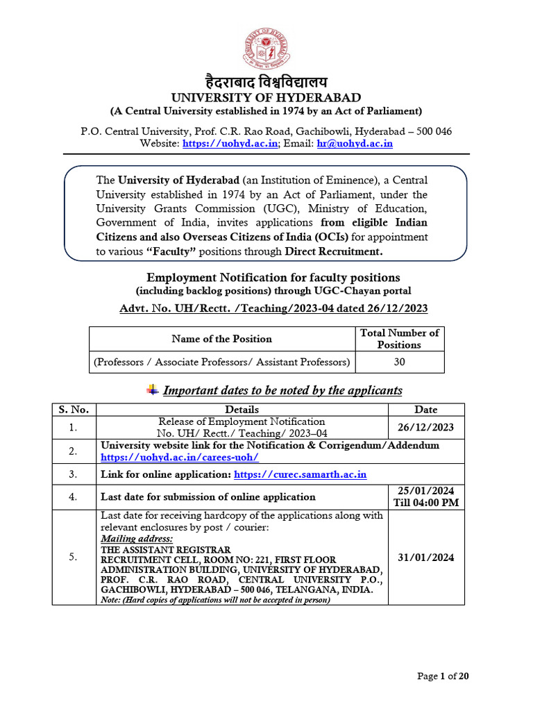 Faculty Recruitment Notification 2023 | PDF | Academic Degree | Doctor ...