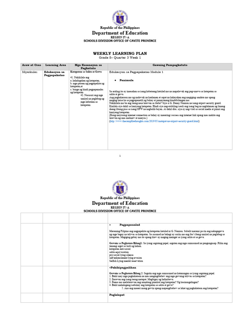 Ap9-Q1-Wlp Week 6 | PDF