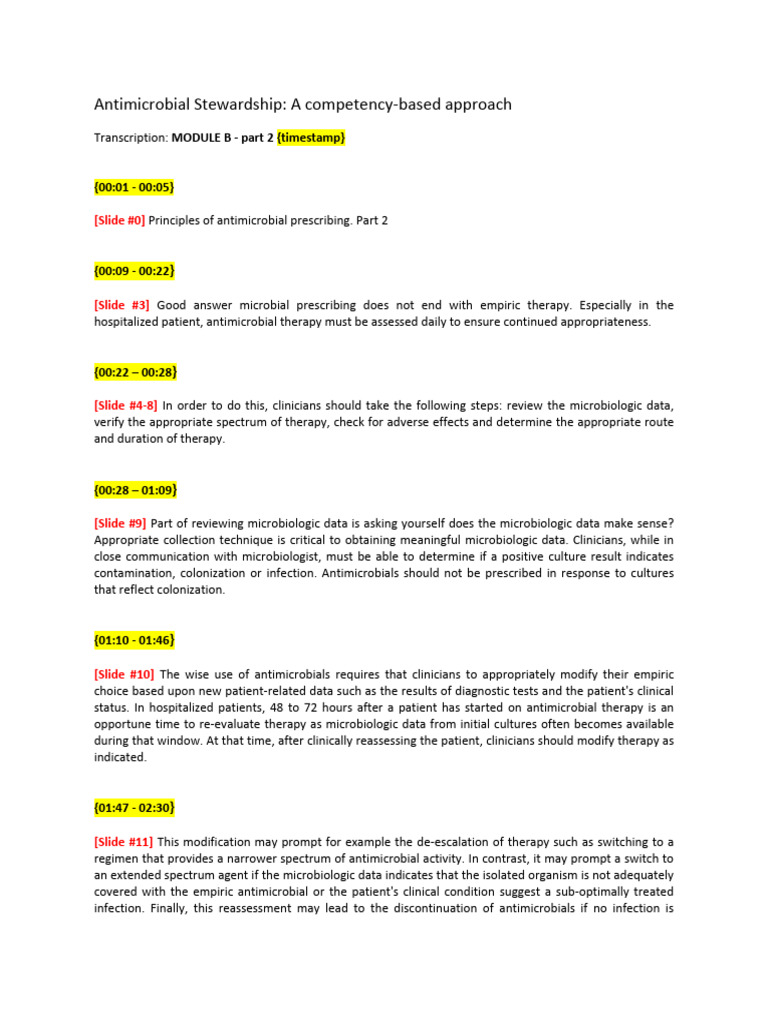 Transcription WHO MOOC AMR ModuleB Section2 EN | PDF | Infection | Antimicrobial Resistance