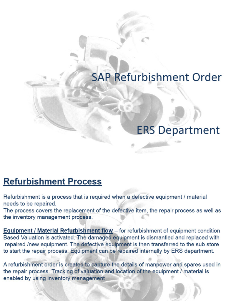 SAP Refurbishment Order Process Guide | PDF | Information Retrieval | Data