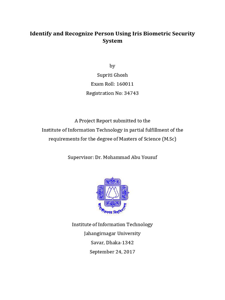 M.SC Project On Identify and Recognize Person Using Iris Biometric Security | PDF | Image ...