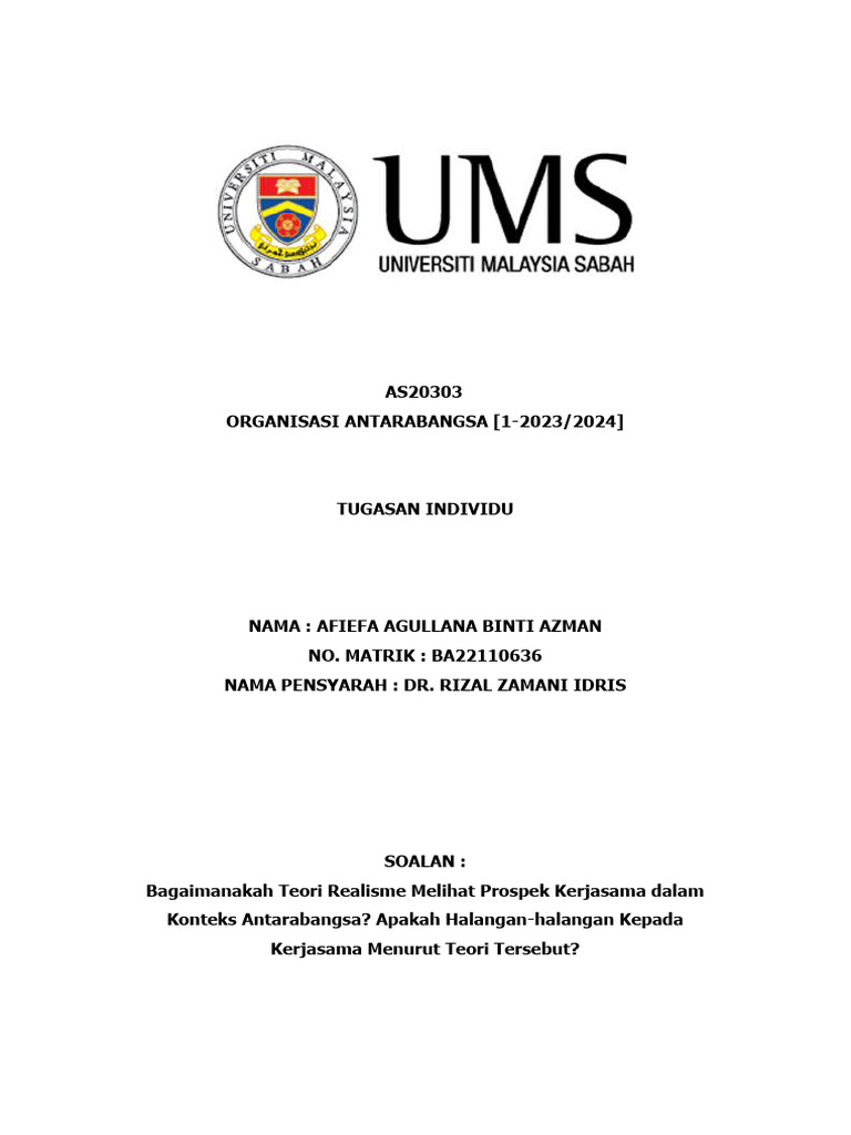 Prospek Kerjasama dalam Realisme Antarabangsa | PDF