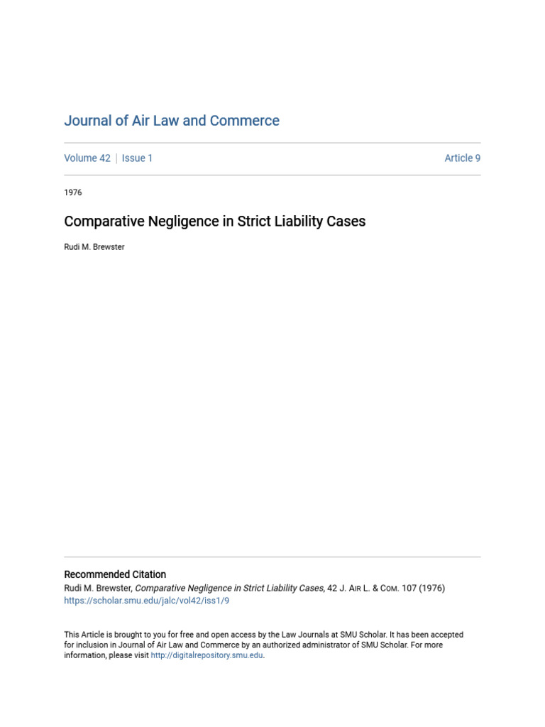 Comparative Negligence in Strict Liability Cases | PDF | Product ...