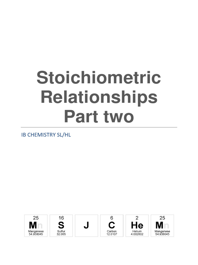 TOPIC 1 Stoichiometric Relationships Part 2 | PDF | Mole (Unit) | Molecules