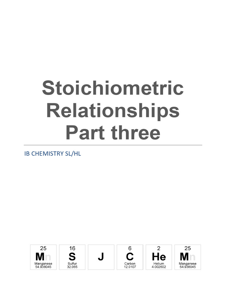 TOPIC 1 Stoichiometric Relationships Part 3 | PDF | Gases | Stoichiometry