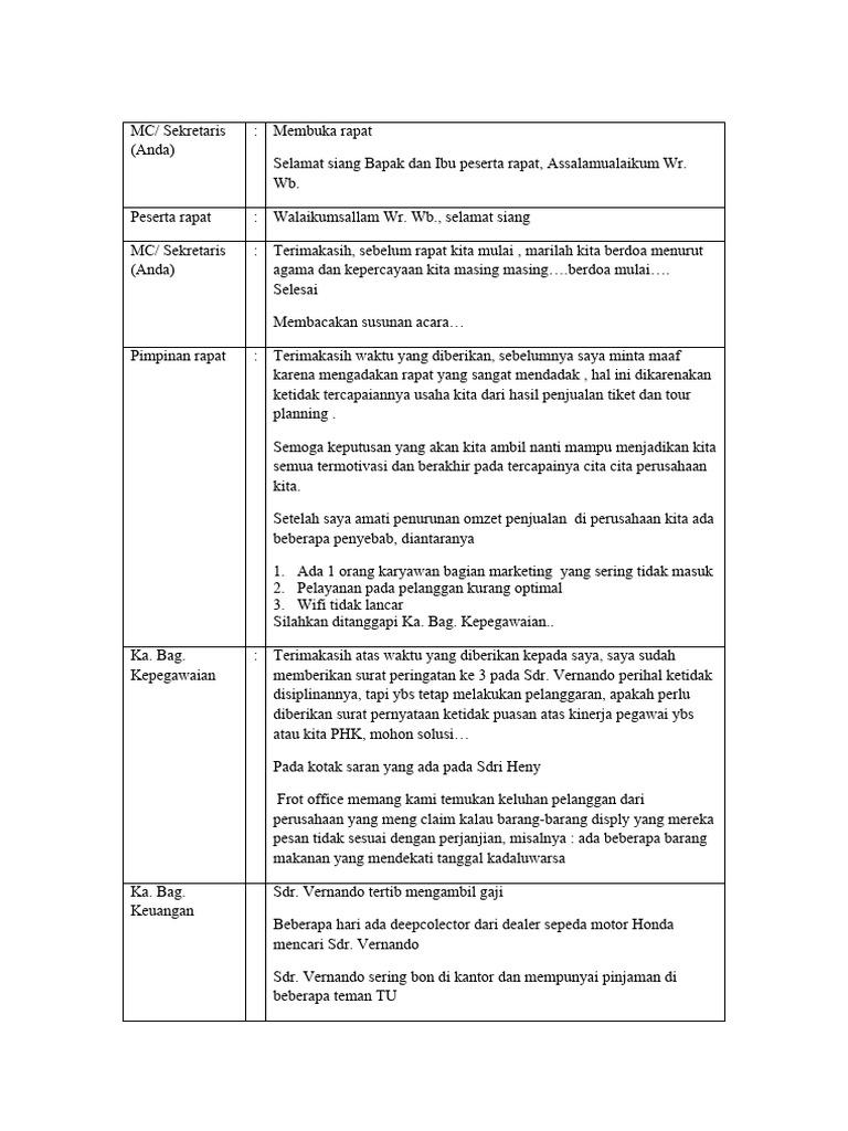 Contoh Notulen Rapat | PDF