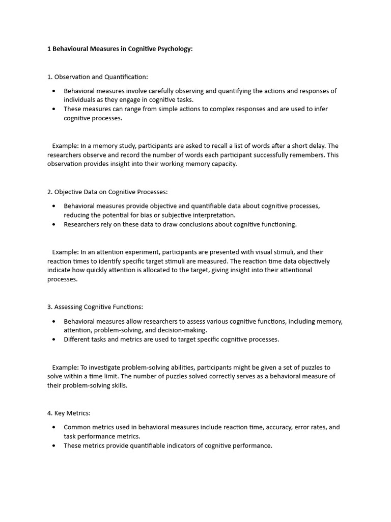Behavioral Measures | PDF | Cognition | Experiment