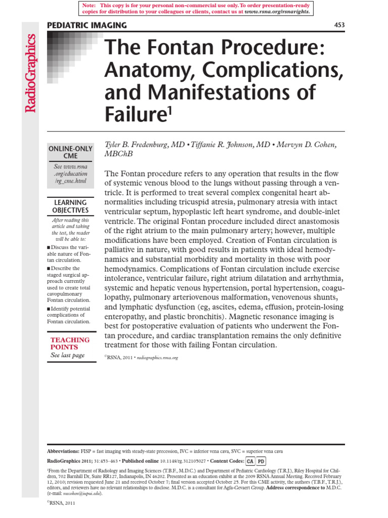 The Fontan Procedure Anatomy Complications And Manifestations Of