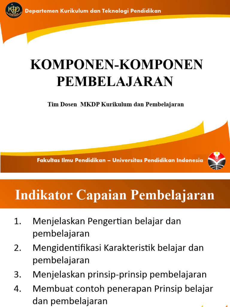Komponen-Komponen Pembelajaran | PDF