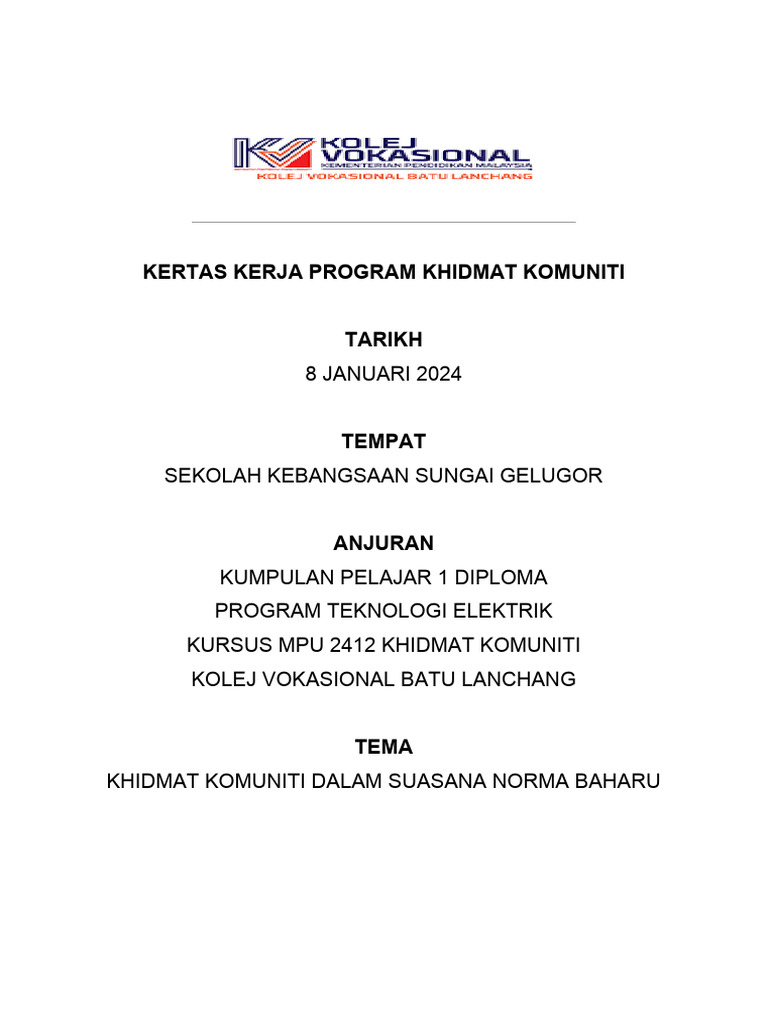Kertas Kerja Program Khidmat Komuniti | PDF