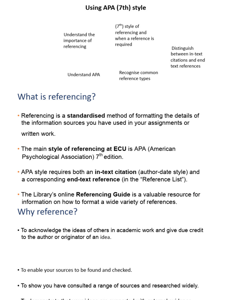 Referencing - Apa 7th | PDF | Citation | Apa Style