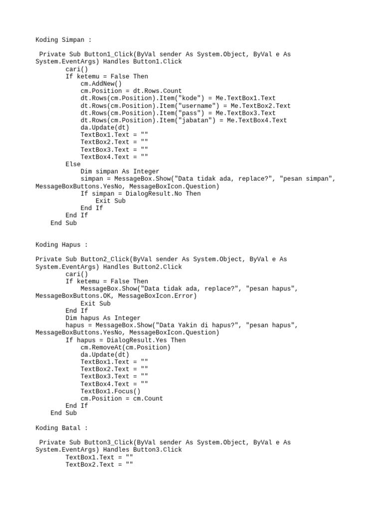 Koding Simpan | PDF | Computer Programming | Computing