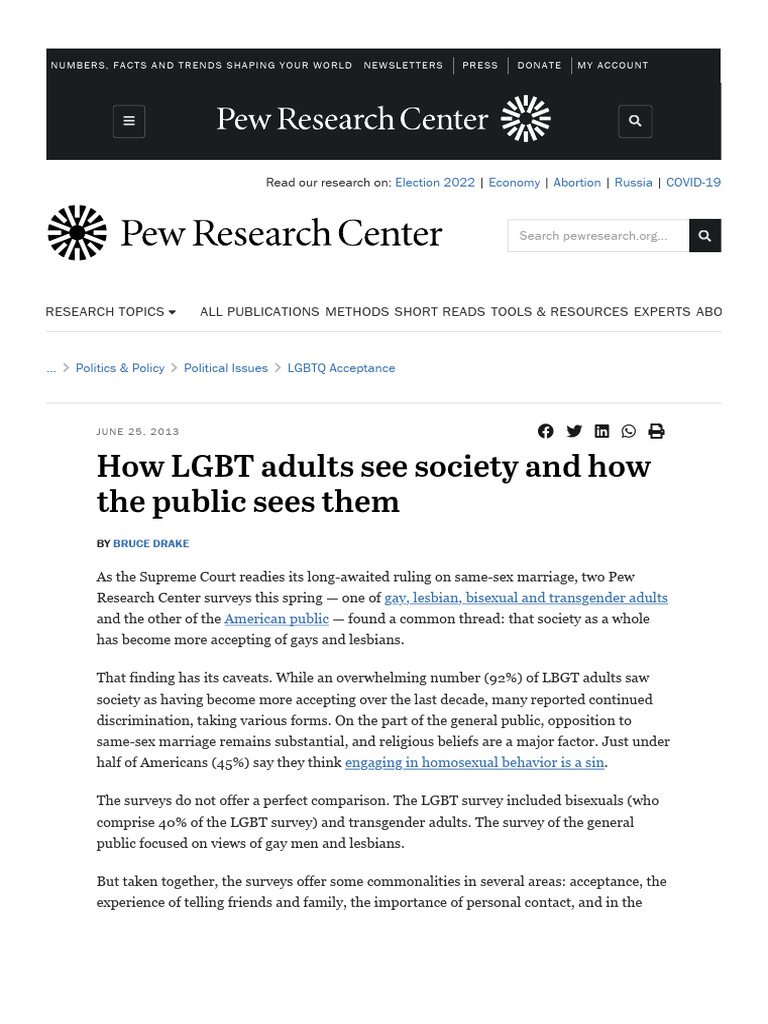 How LGBT Adults See Society and How The Public Sees Them - Pew Research ...