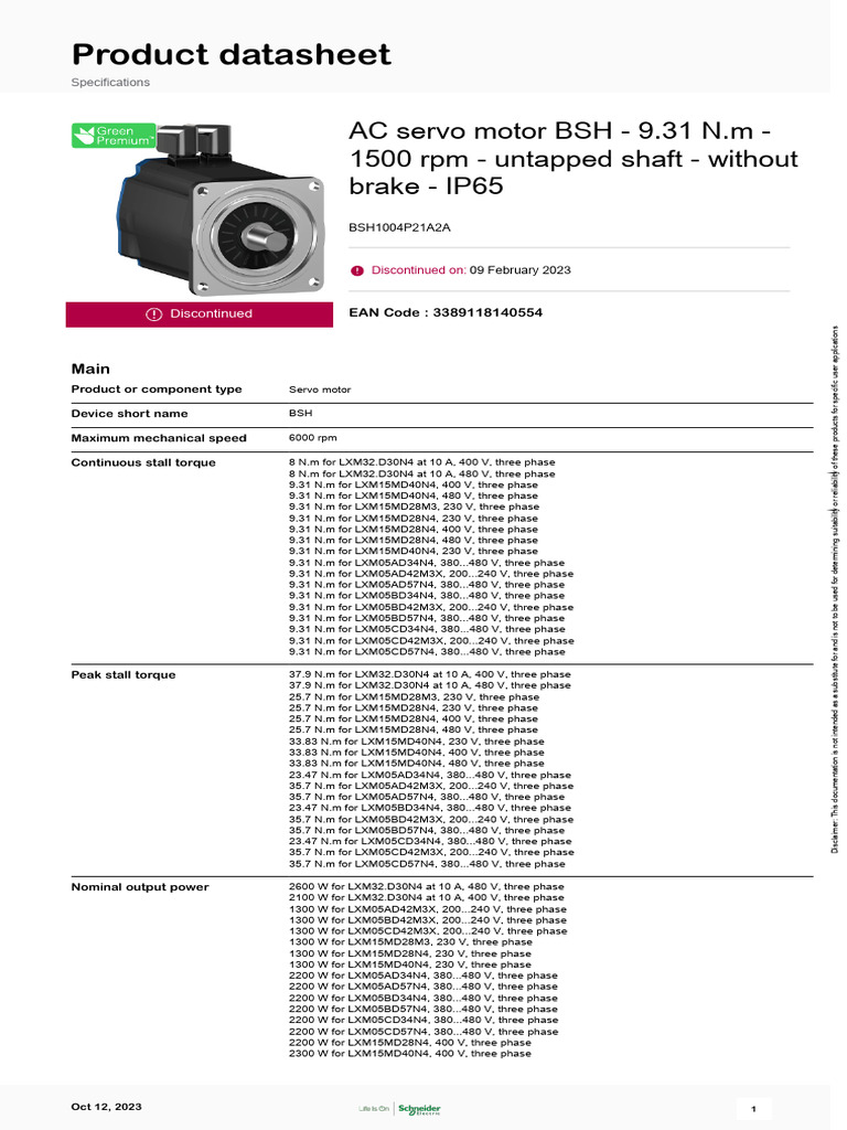 Lexium 32 & Motors - BSH1004P21A2A | PDF | Electric Motor | Metrology