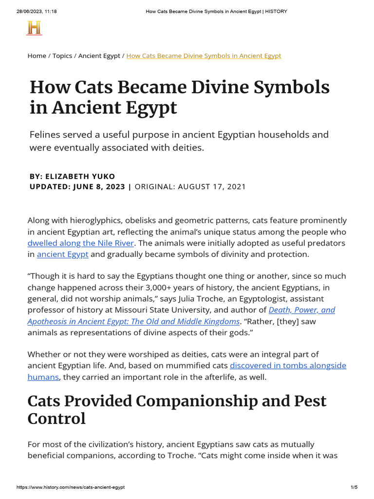 How Cats Became Divine Symbols in Ancient Egypt - HISTORY | PDF ...