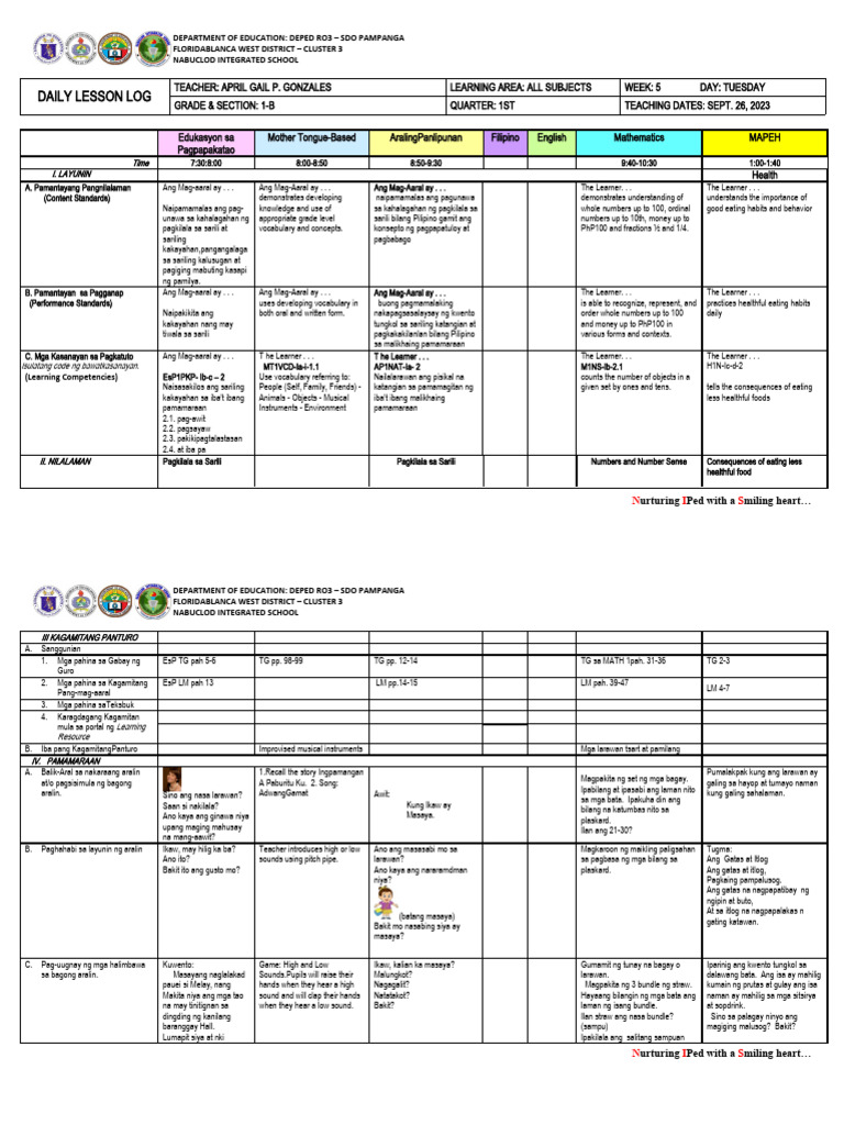 DLL Q1 Week 5 Day 2 Tuesday | PDF
