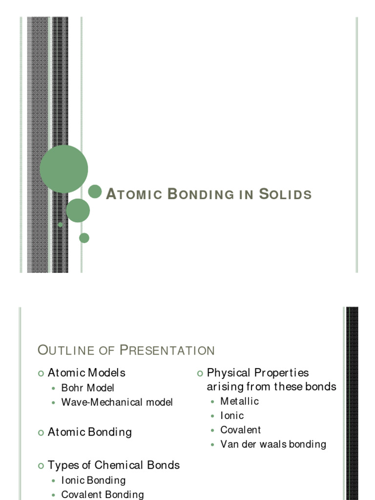 Atomic Bonding In Solids Pdf Chemical Bond Ionic Bonding