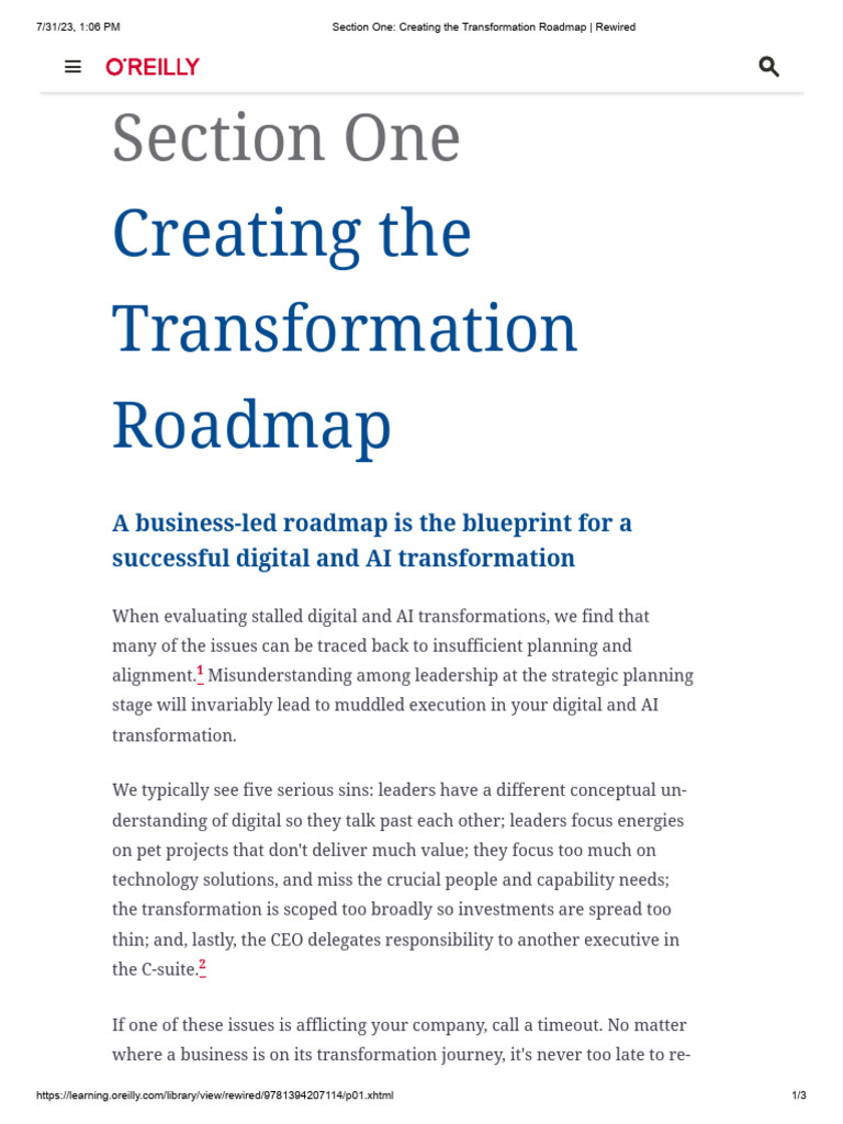 5.section One - Creating The Transformation Roadmap - Rewired | PDF