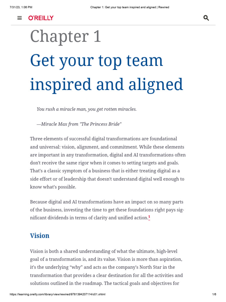 6.chapter 1 - Get Your Top Team Inspired and Aligned - Rewired | PDF | Artificial Intelligence ...