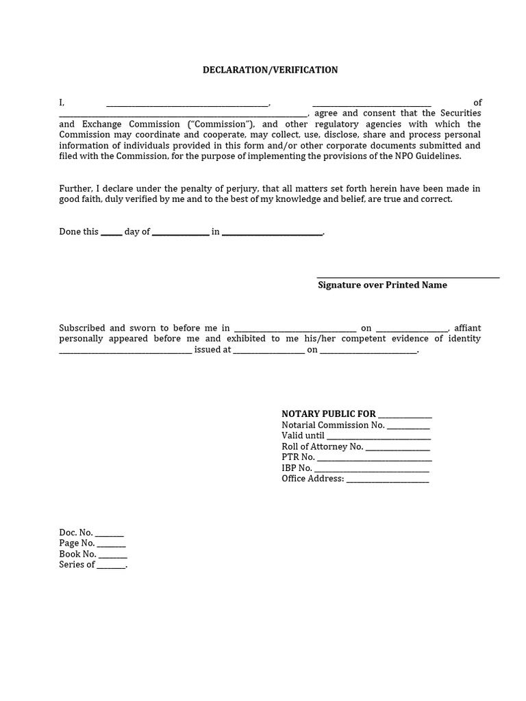 MDF Declaration Verification Affidavit | Download Free PDF | Affidavit ...
