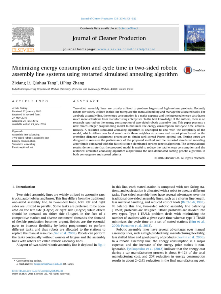 Minimizing Energy Consumption and Cycle Time in Two Sided - 2016 ...