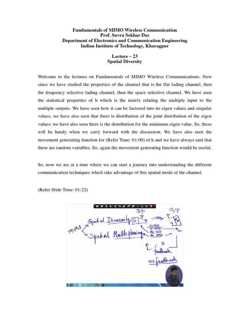Lec 23 | PDF | Mimo | Antenna (Radio)