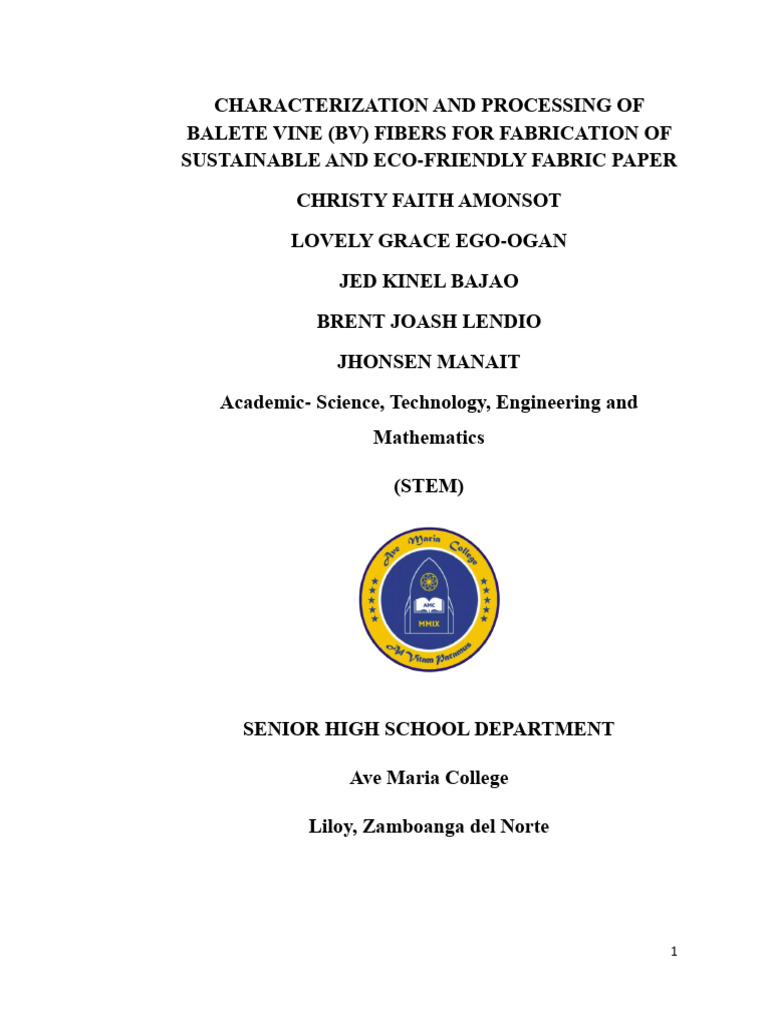Characterization and Processing of Balete Vine 1 | PDF | Textiles ...
