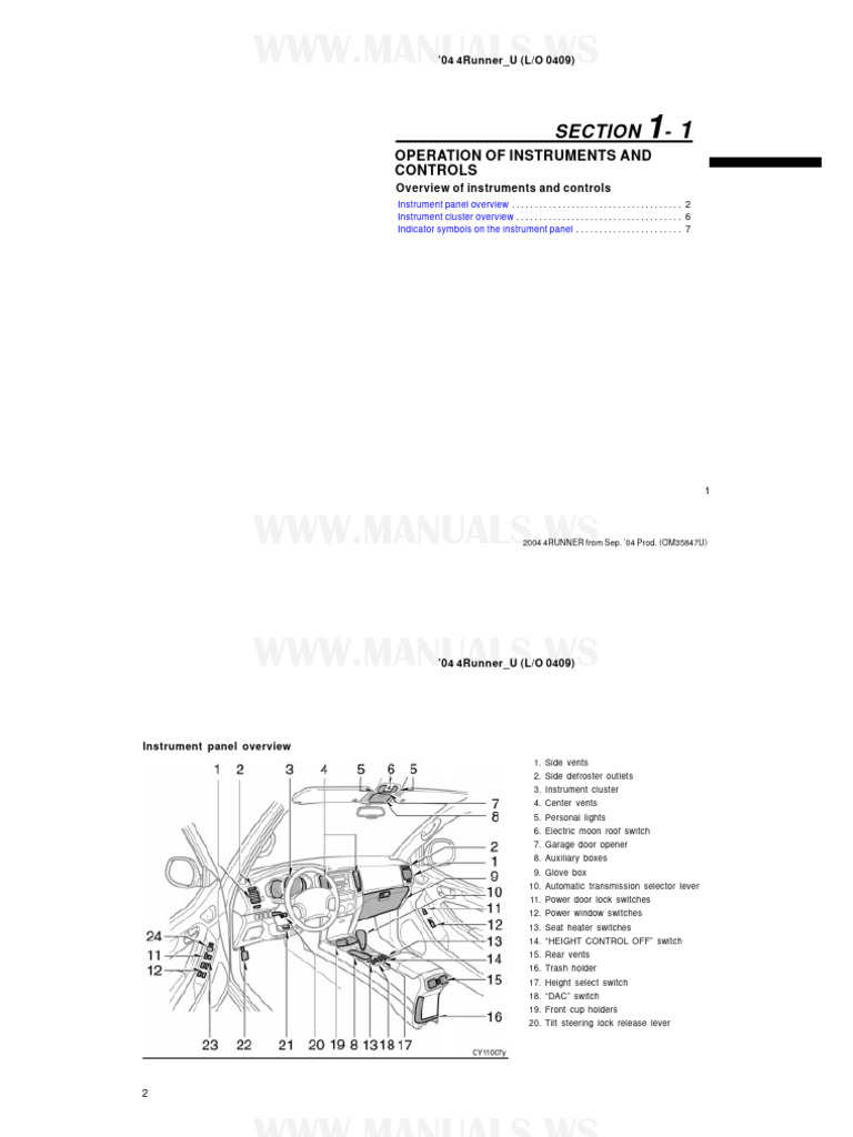Toyota 4runner Owners Manual 2004 | PDF | Switch | Radio