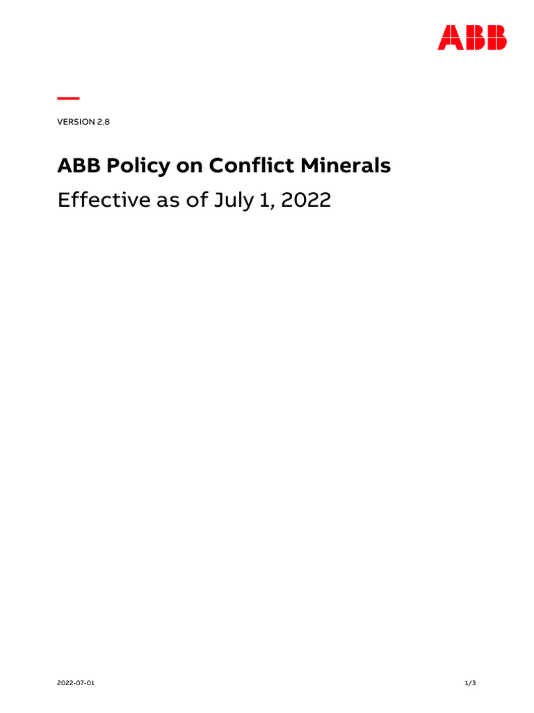 ABB Policy On Conflict Minerals 2022 | PDF | Governance