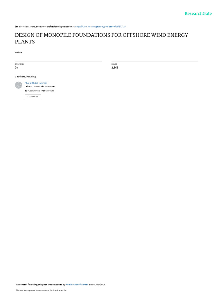 Design of Monopile Foundations For Offshore Wind e | PDF | Deep ...