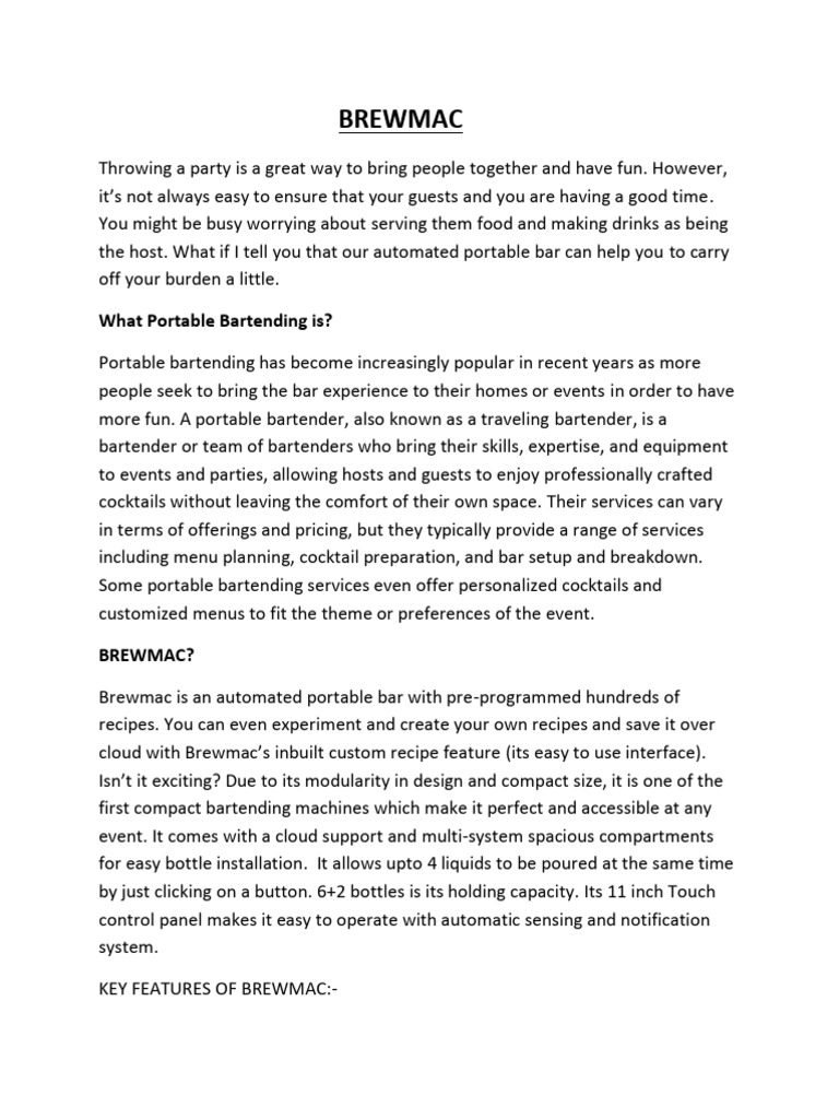 BREWMAC | PDF | Bartender | Menu