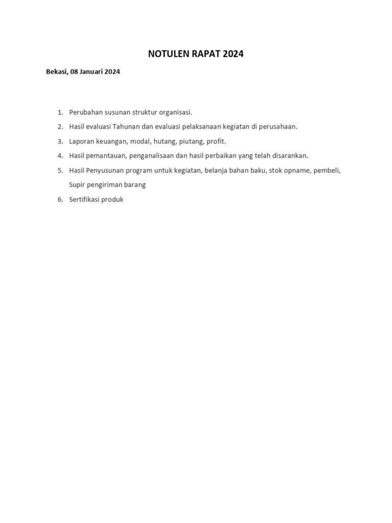 Notulen Rapat 2024 | PDF