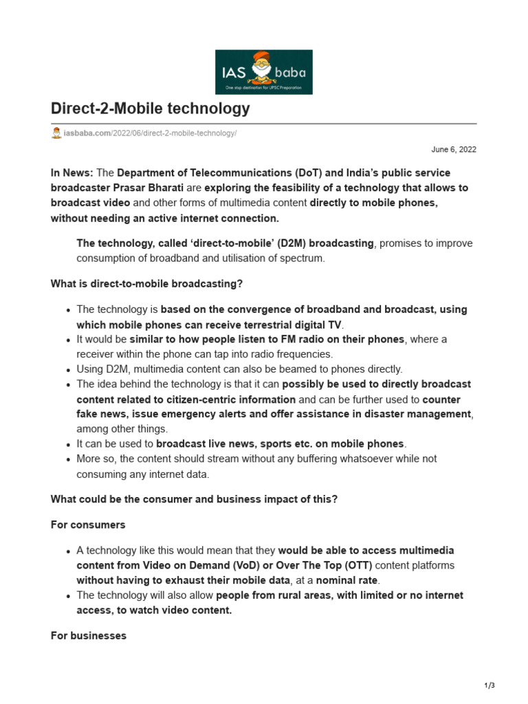 Direct-to-Mobile Tech Insights | PDF | Lte (Telecommunication) | Telephone
