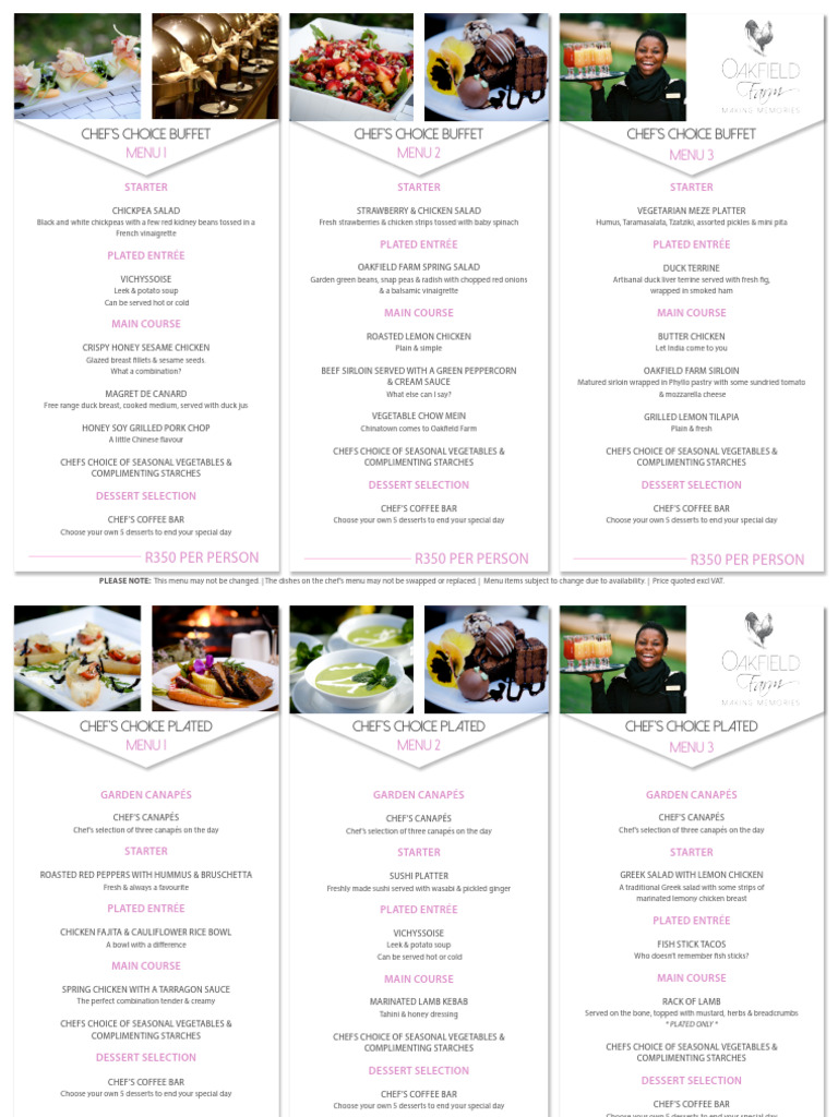 Chefs Choice Menus | PDF | Salad | Menu