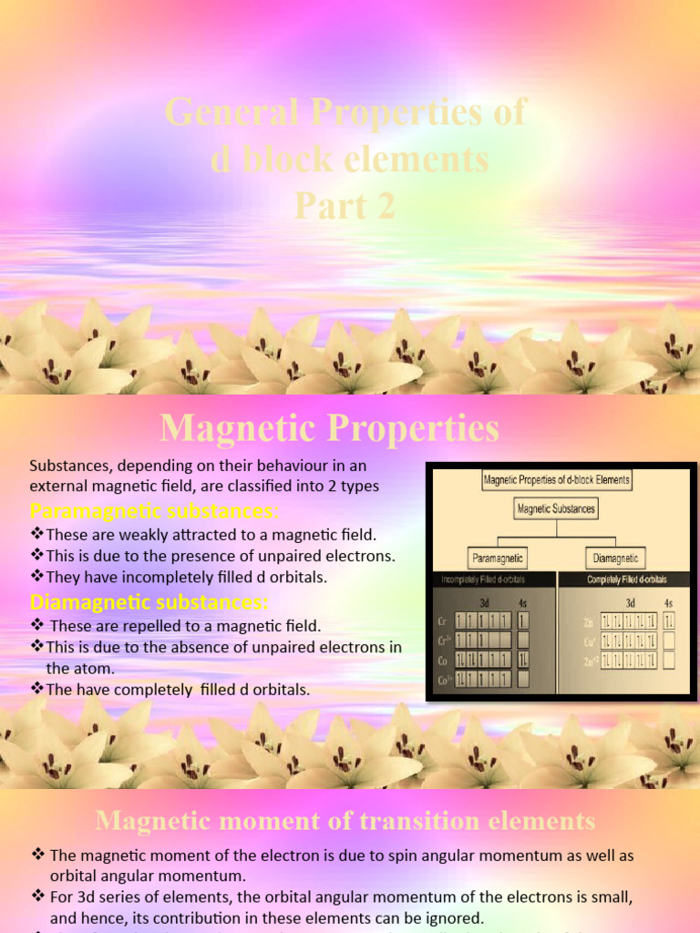 General Characteristics of Dblock Elements | PDF | Coordination Complex ...