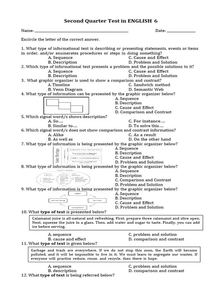 English 6 - Q2 - PT - New | PDF