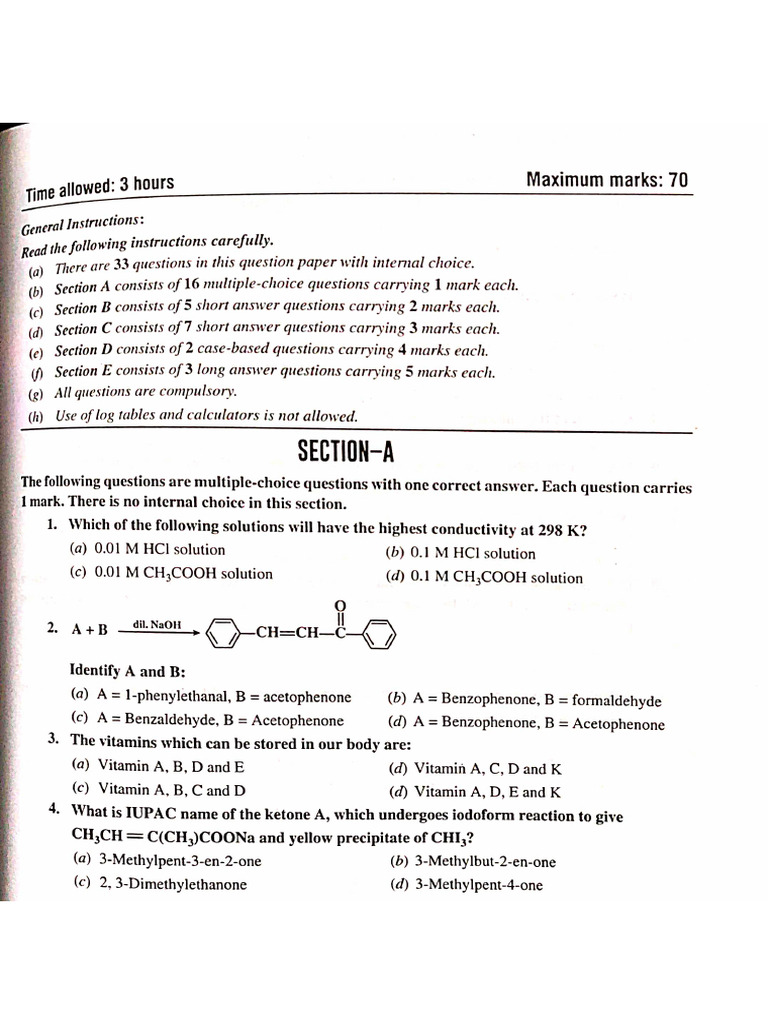 Sample Paper 1 and Solved Answer Key | PDF
