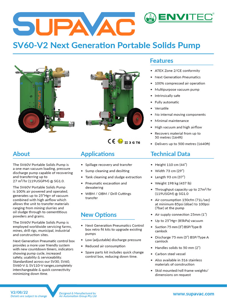 SupaVac SV60-V2 Envitec | PDF | Pump | Vacuum