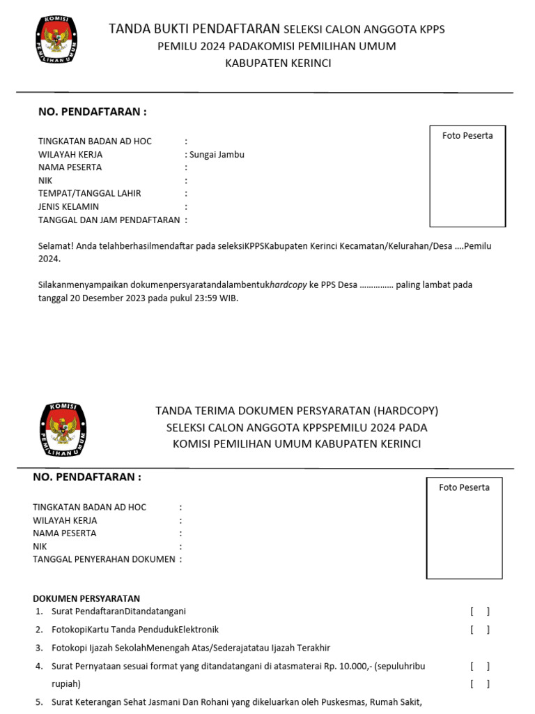 Tanda Bukti Berkas KPPS | PDF