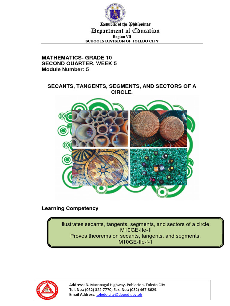 Math10 Q2 Week5 Secant | PDF | Circle | Angle