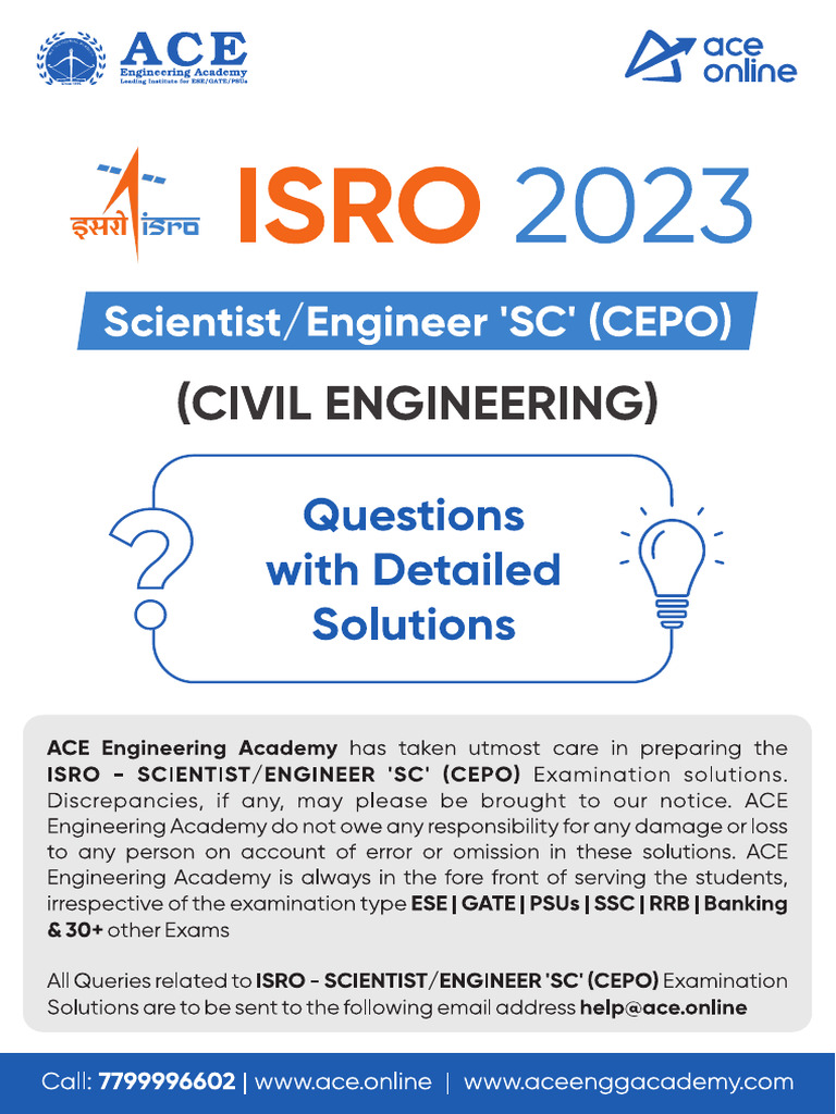 ISRO - CE - Questions With Answers | PDF | Area | Cement