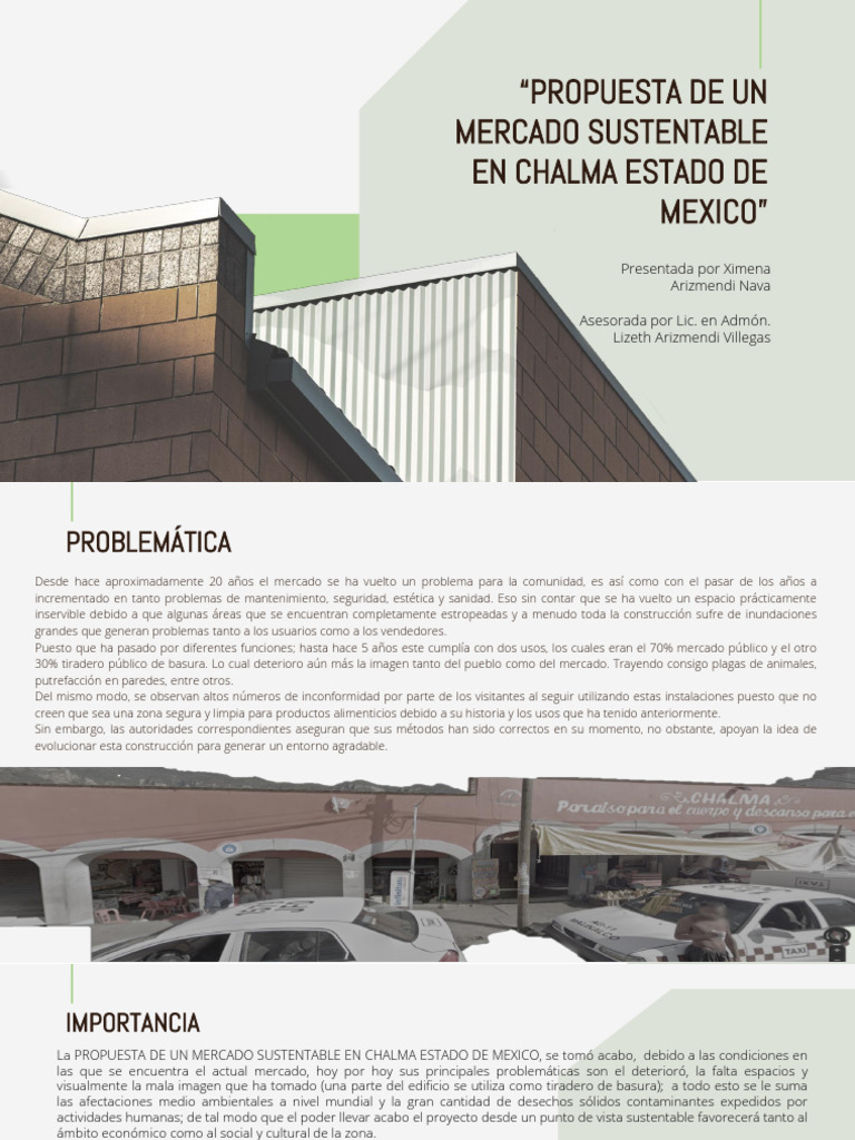 Proyecto Terminado Propuesta de Un Mercado Sustentable en Chalma Estado de Mexico Ximena ...