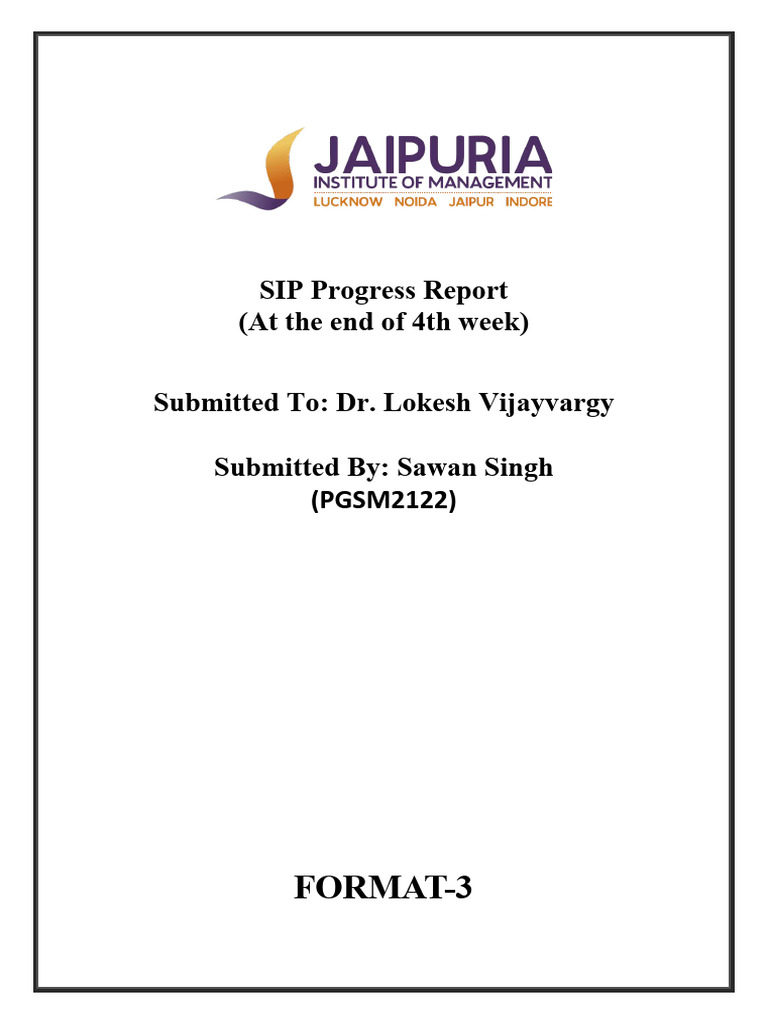 SIP Progress Report 4th Week Sawan Singh | PDF | Career & Growth | Finance & Money Management